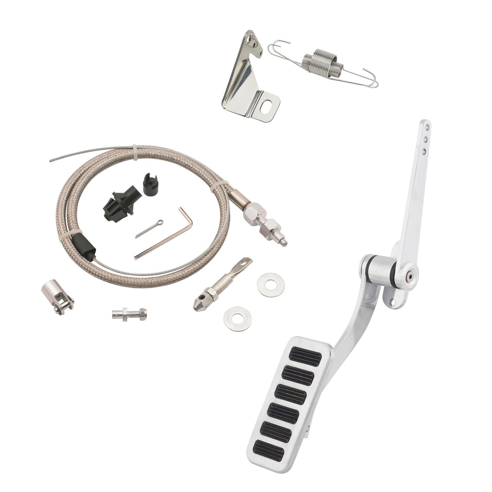 Universal Polished Aluminum Throttle Pedal, Cable & Carb Bracket