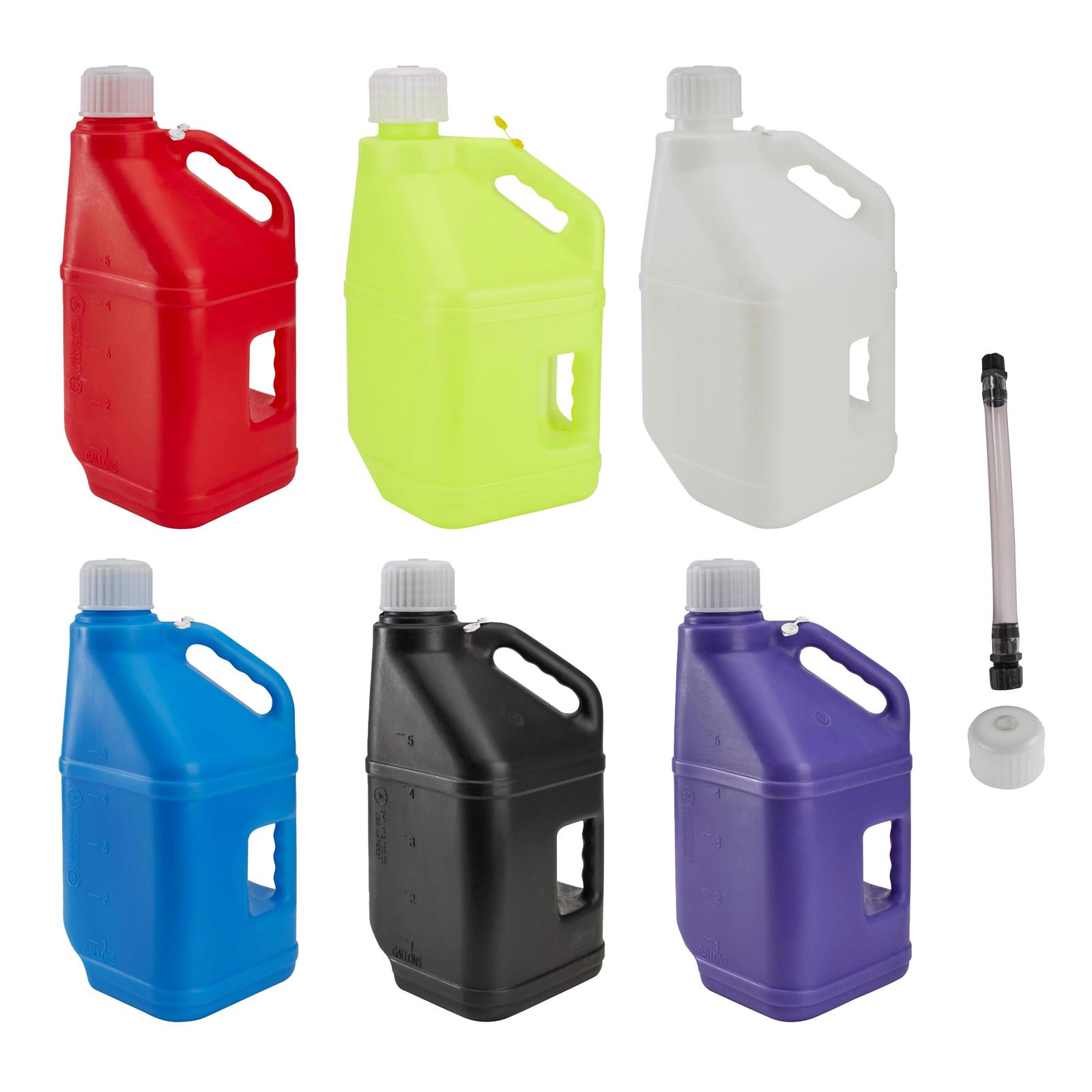 Two Handled 5 Gallon Utility Jug w/ Filler Neck Spout Hose