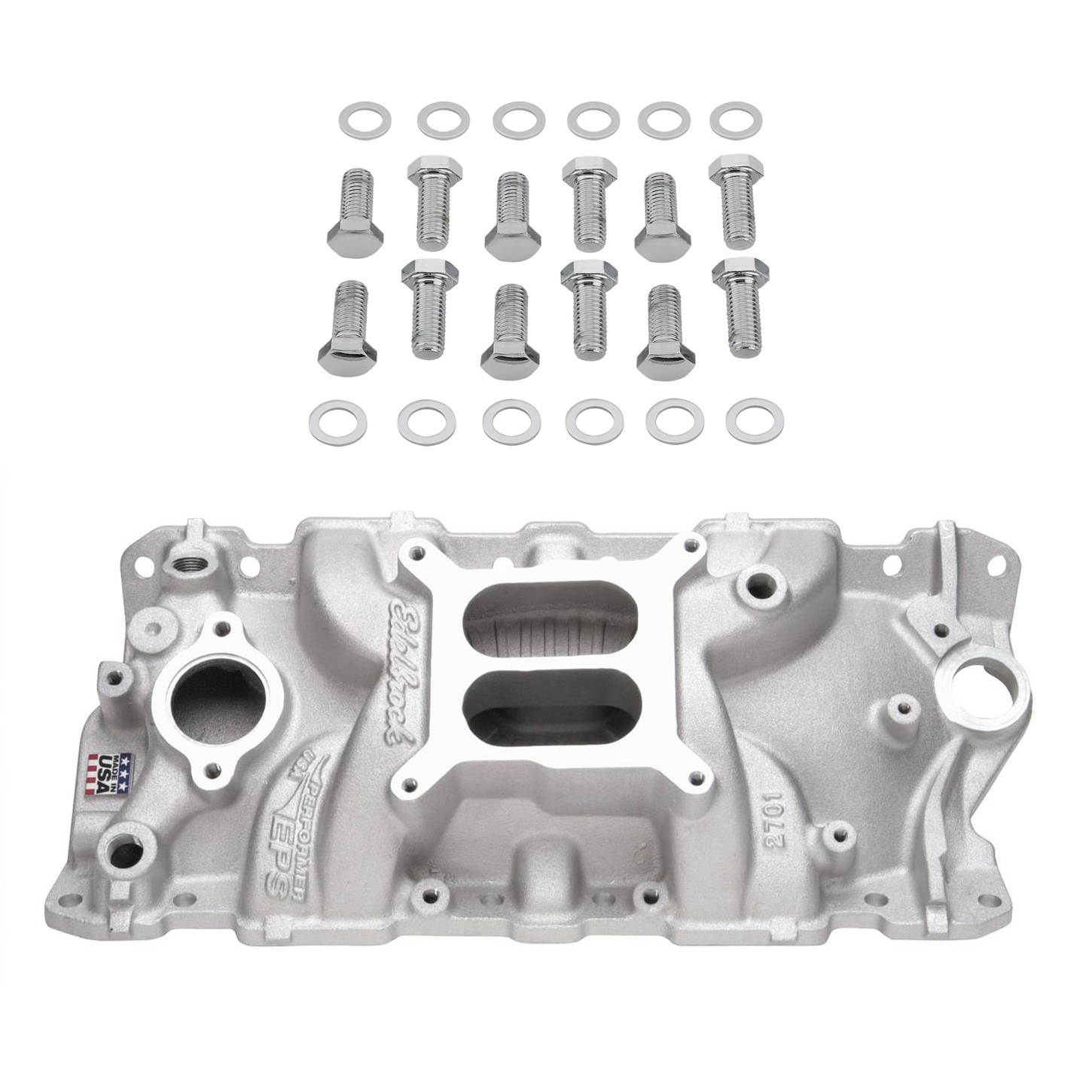 Edelbrock Performer EPS Chevy Intake Manifold & Chrome Bolts