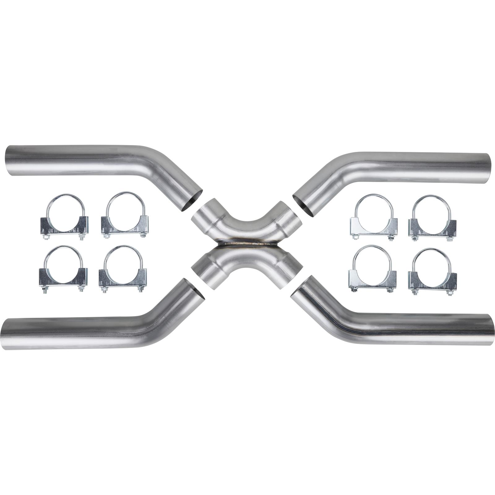 Universal Dual Exhaust Mandrel X-Pipe Balance Tube Kit, 3 Inch
