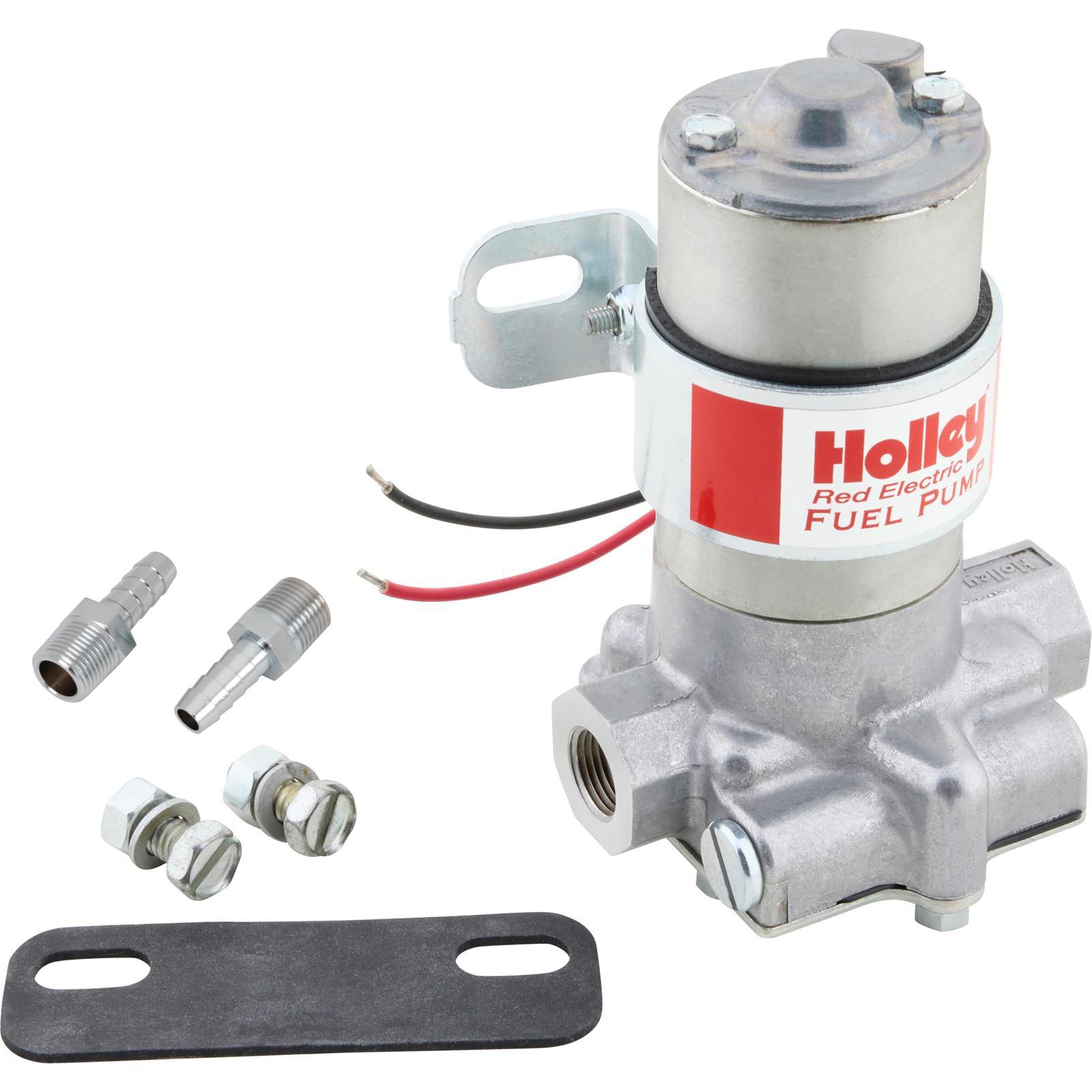 97 GPH Red Electric Fuel Pump and 3/8 NPT to 3/8 Hose Barbs