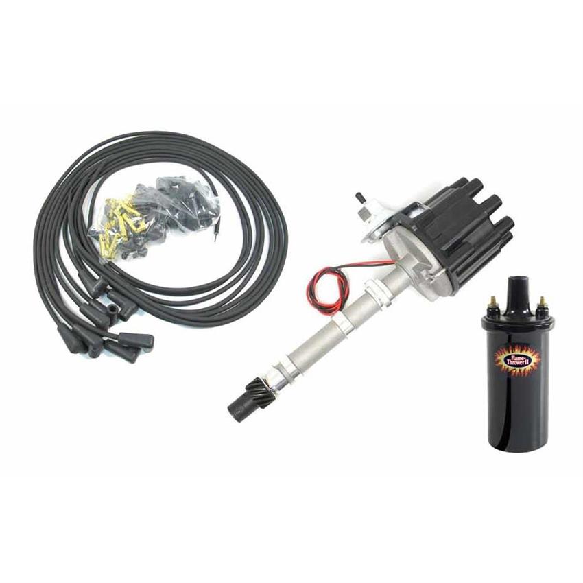 Pertronix Flame-Thrower SBC Distibutor, Coil and Wire Kit, 6 Volt