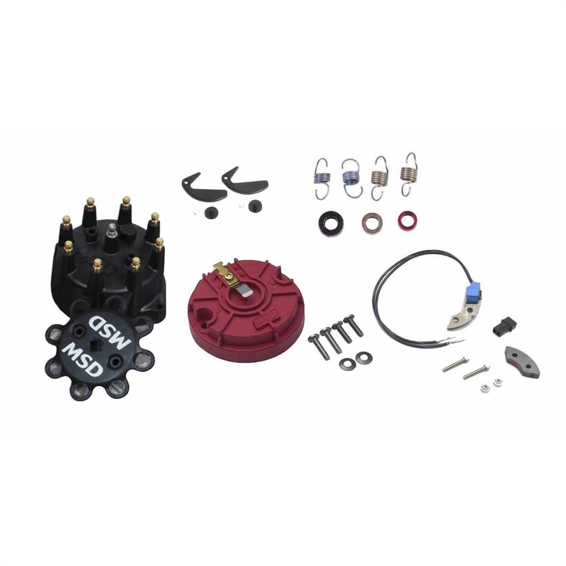 MSD Ignition Tunup Kit, Cap, Rotor, Pickup Module,Weight & Spring