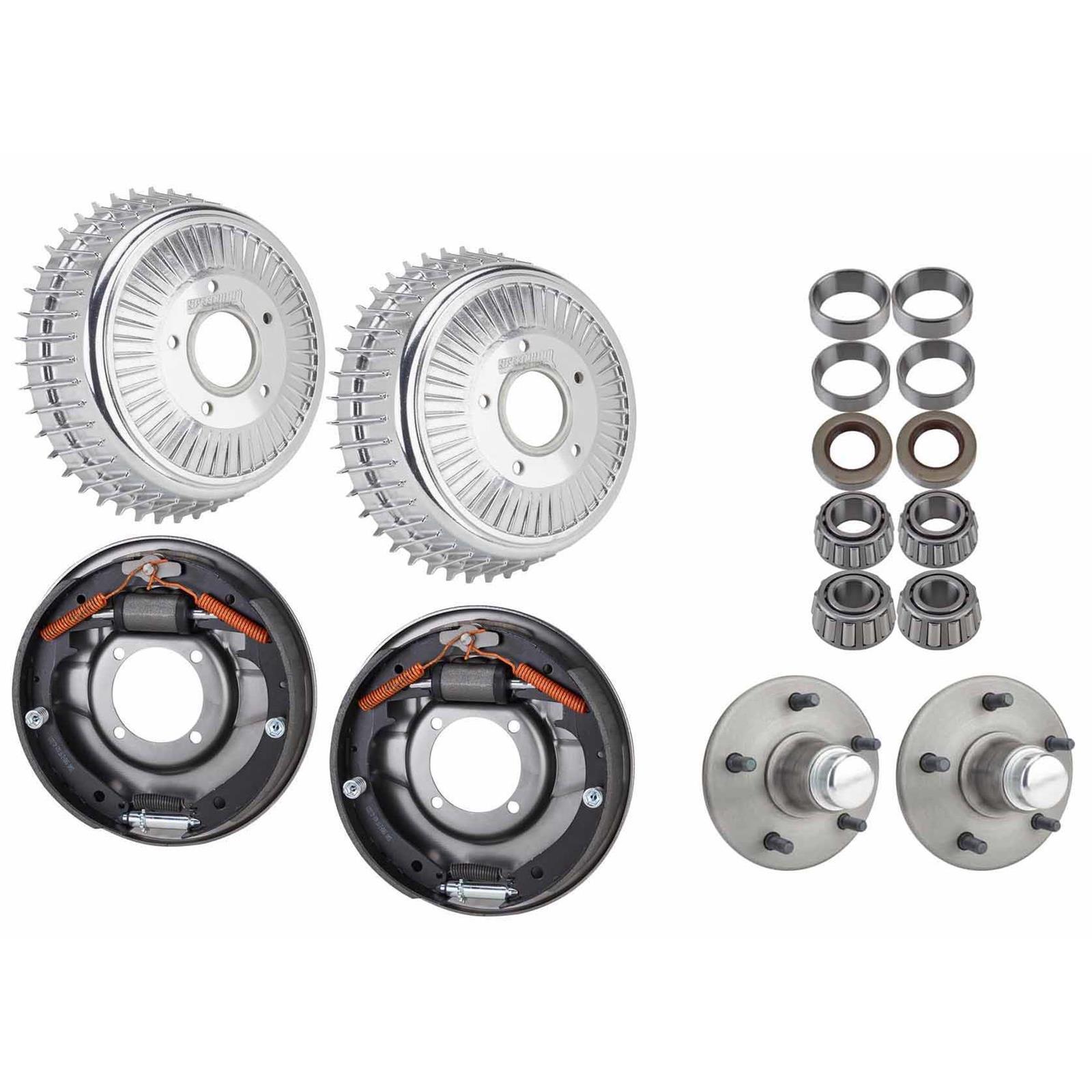 Polished Buick Front Brake Drum Kit 12x2, 45-fin, Plates & Hubs