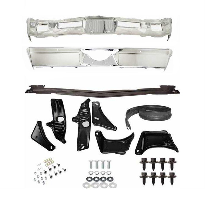 1970-72 Chevy Nova Front & Rear Bumper and Bracket Kit w/Hardware