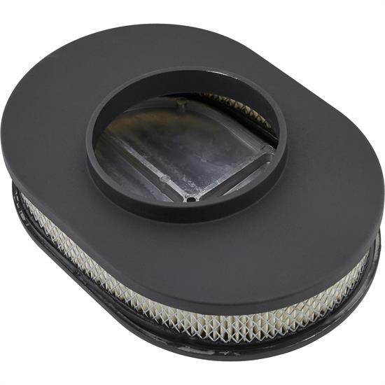 12 Inch Fully Finned Oval Air Cleaner Set w/ Paper Filter, Black