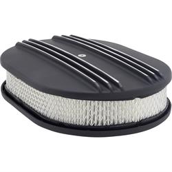 12 Inch Partial Finned Oval Air Cleaner Set w/ Paper Filter, Black