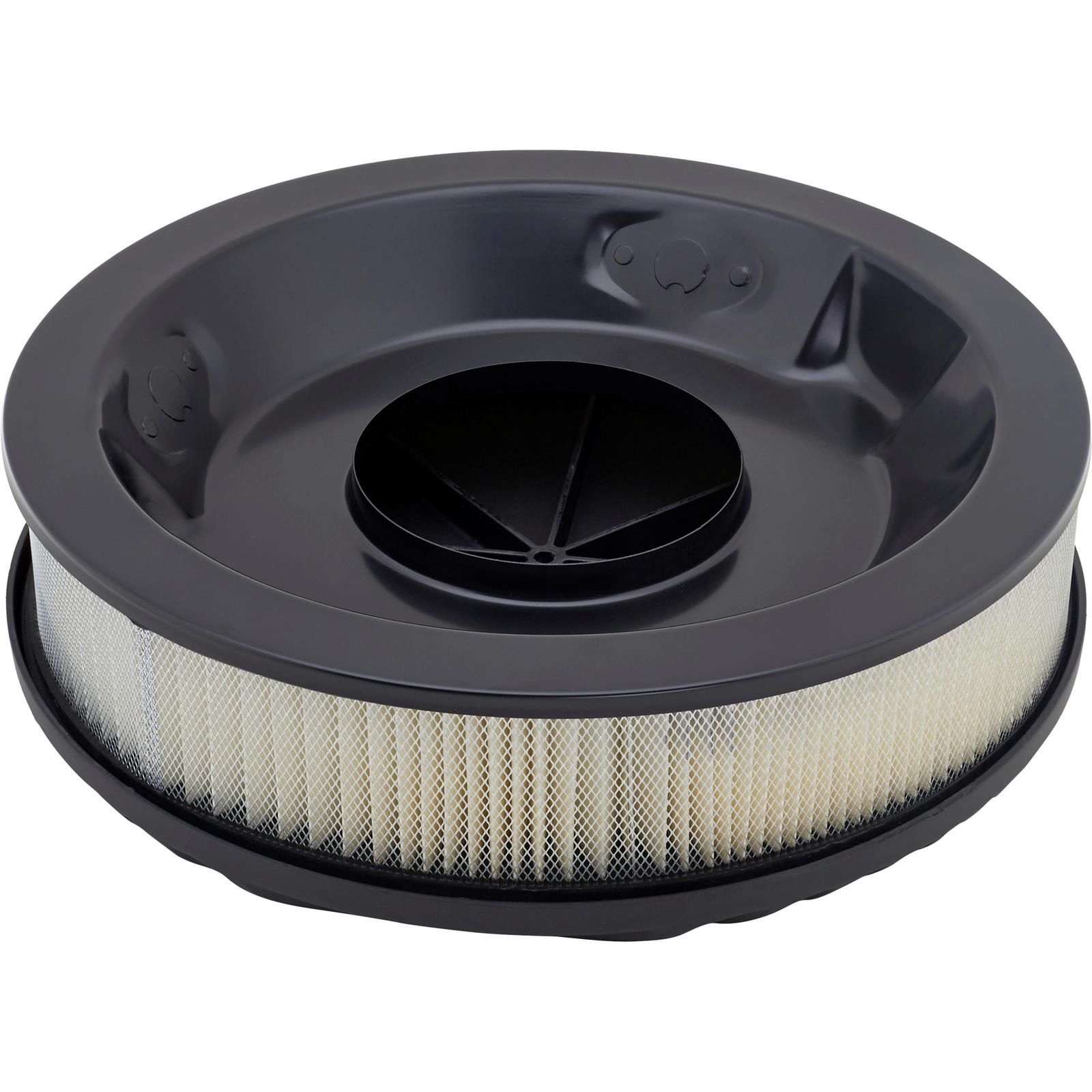 14 Inch Fully Finned Round Air Cleaner Set, Black Aluminum