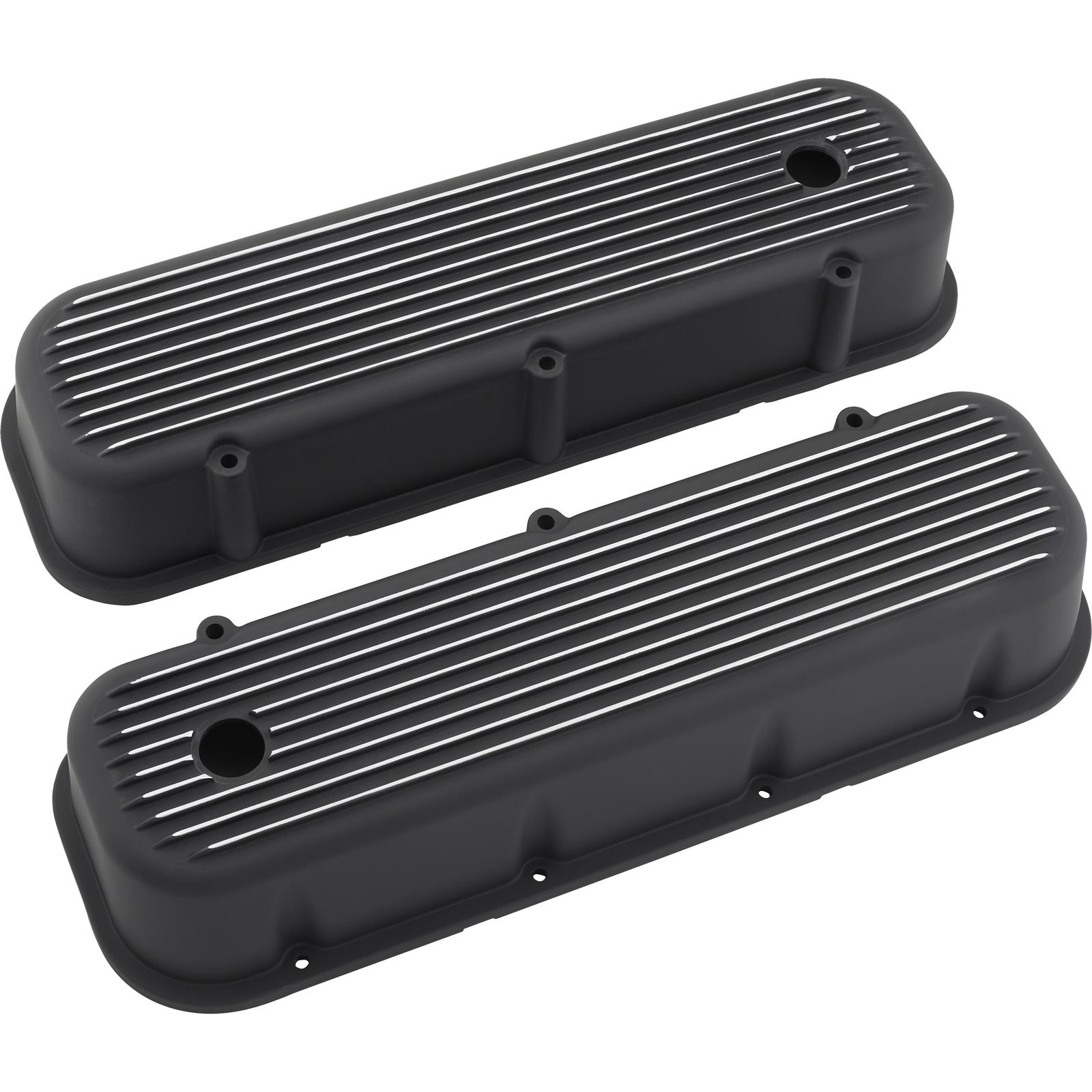 1965-95 BBC 396-427-454-502 Tall Finned Valve Covers, Black Aluminum