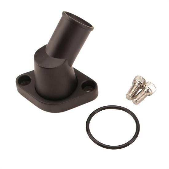 Small/Big Block Chevy 45 Degree Swivel Aluminum Water Neck, Black