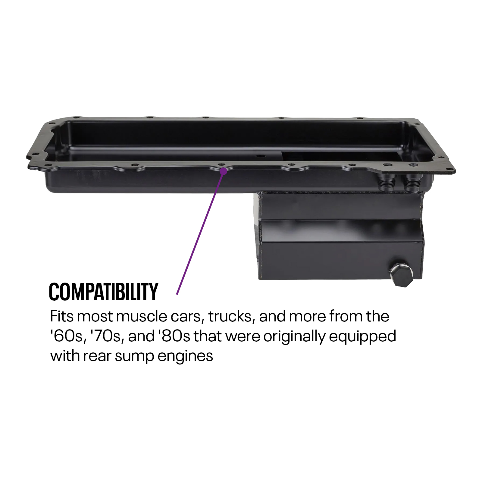 LS Engine Swap Conversion Low Profile Oil Pan, Black, 10 AN