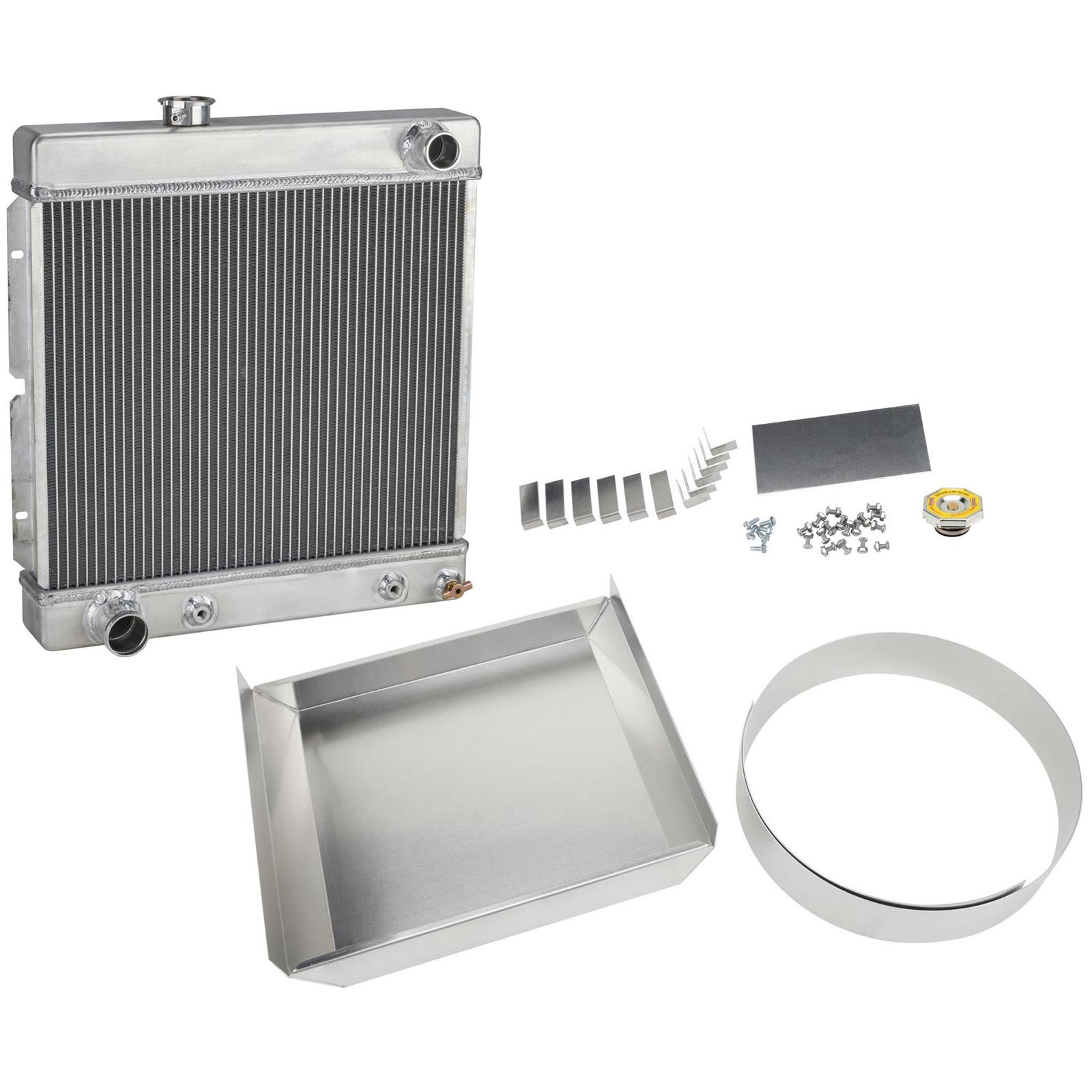 Small Universal Short Vertical Aluminum Radiator, LH w/Shroud