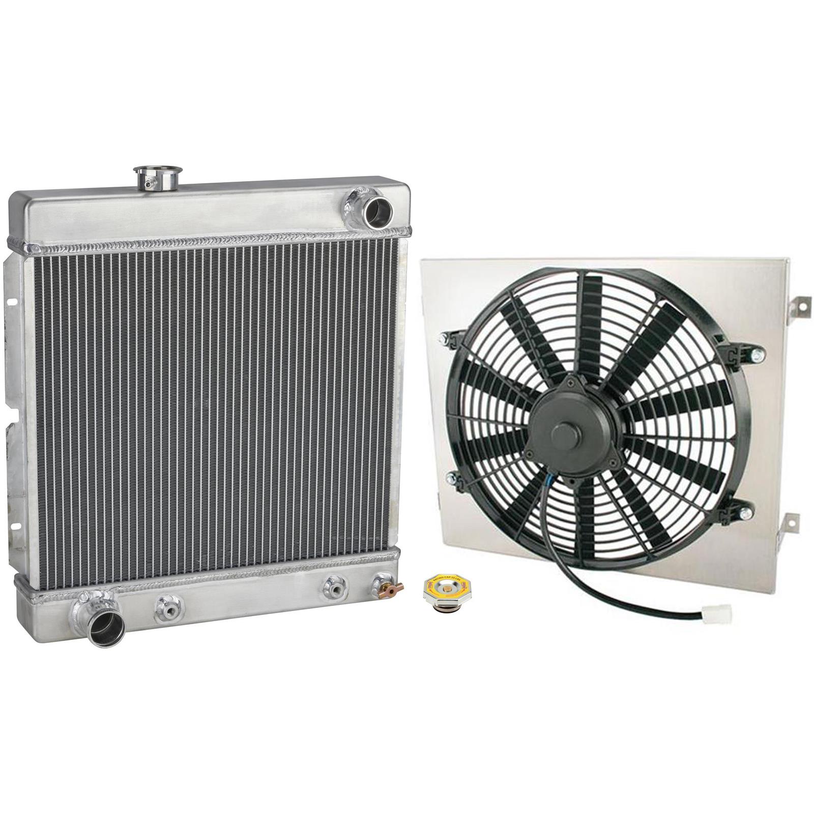 Small Universal Short Vertical Aluminum Radiator, LH w/E-Fan