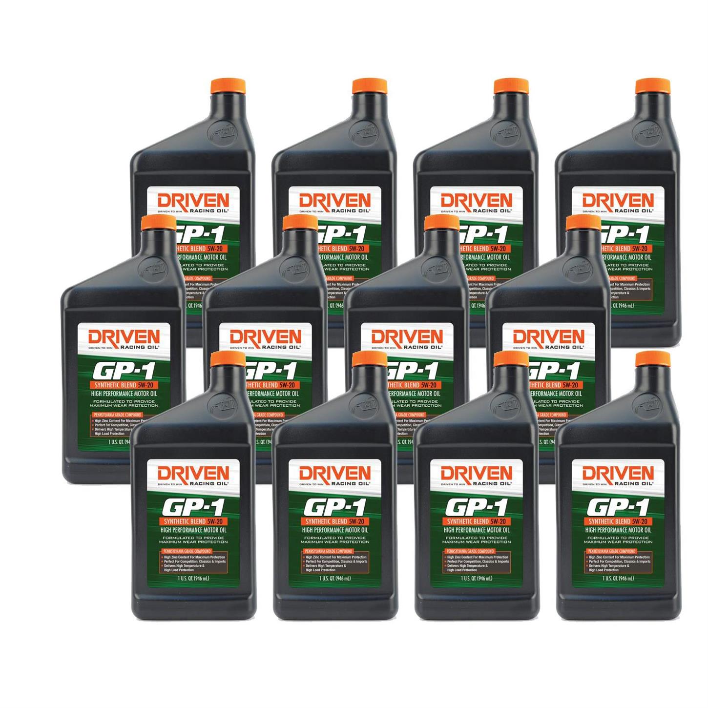 Driven Racing Oil 19206 GP-1 Synthetic Blend 5W20 Oil, 12 Quarts