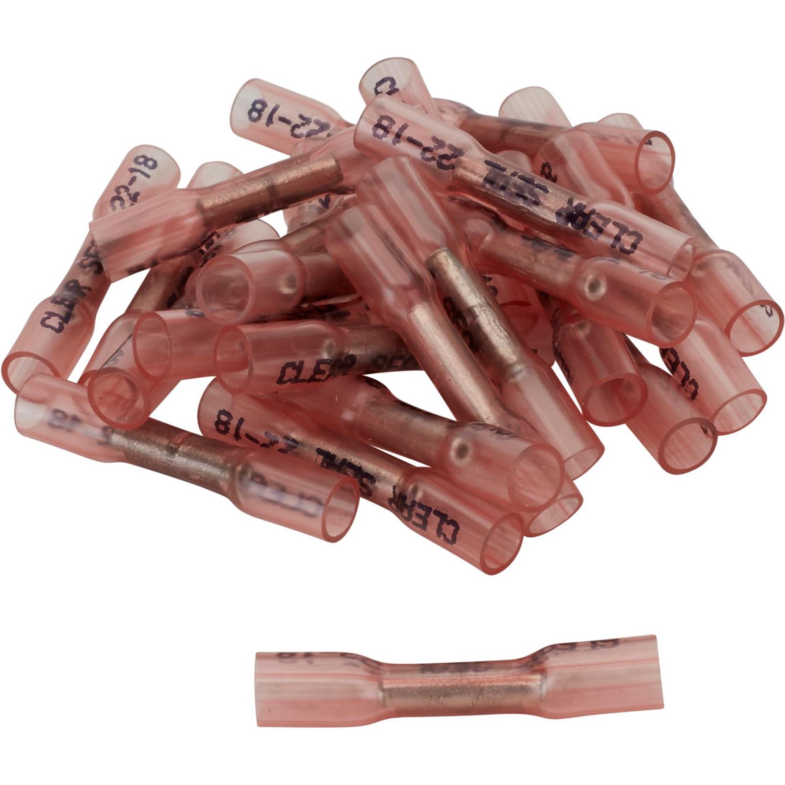 Pico 2250G Solid Barrel Butt Connector, Red 22-16 AWG, 25 Pc