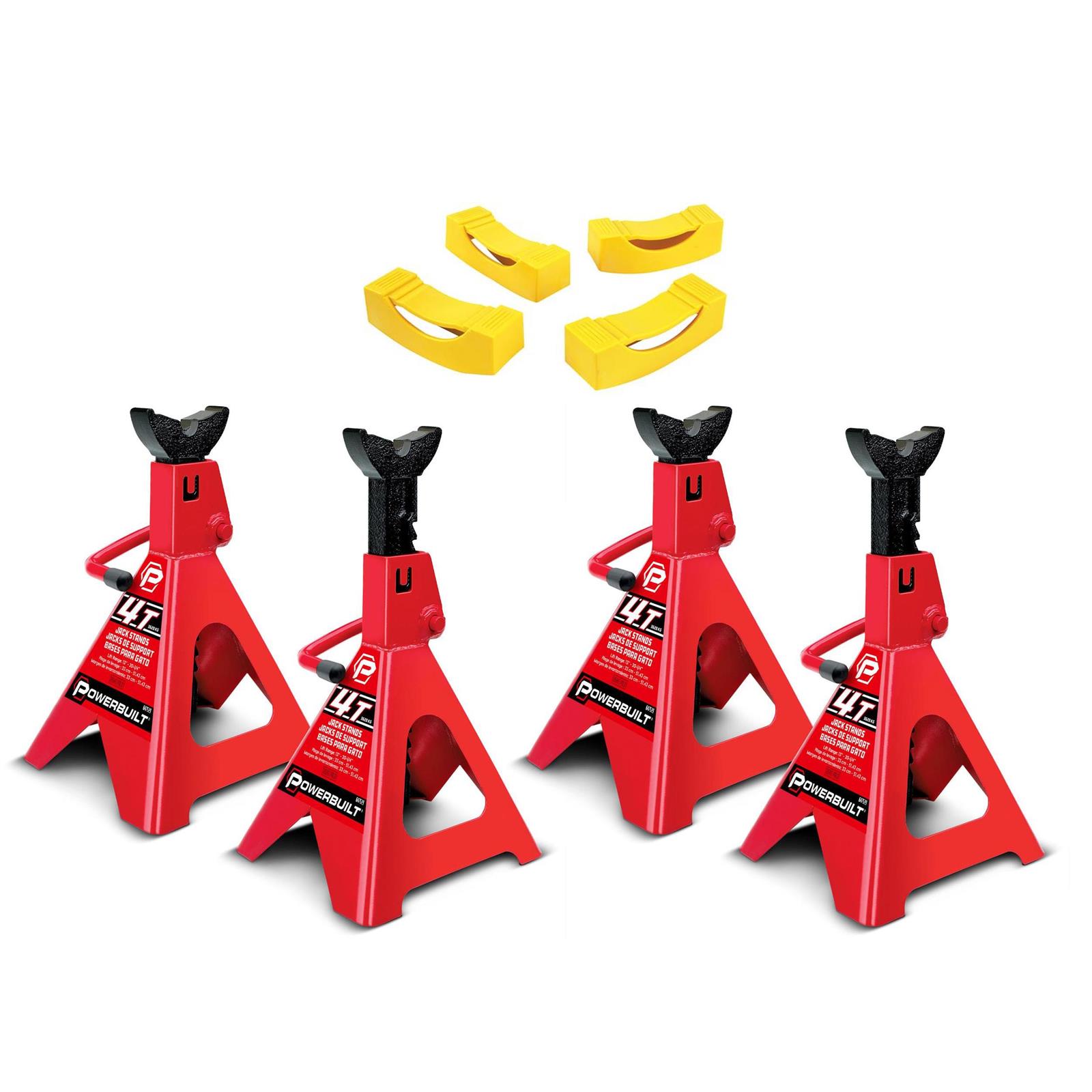 Powerbuilt Jack Stands, 4 Ton, Heavy Duty Steel w/Stand Covers Powerbuilt Jack Stands, 4 Ton, Heavy Duty Steel w/Stand Covers