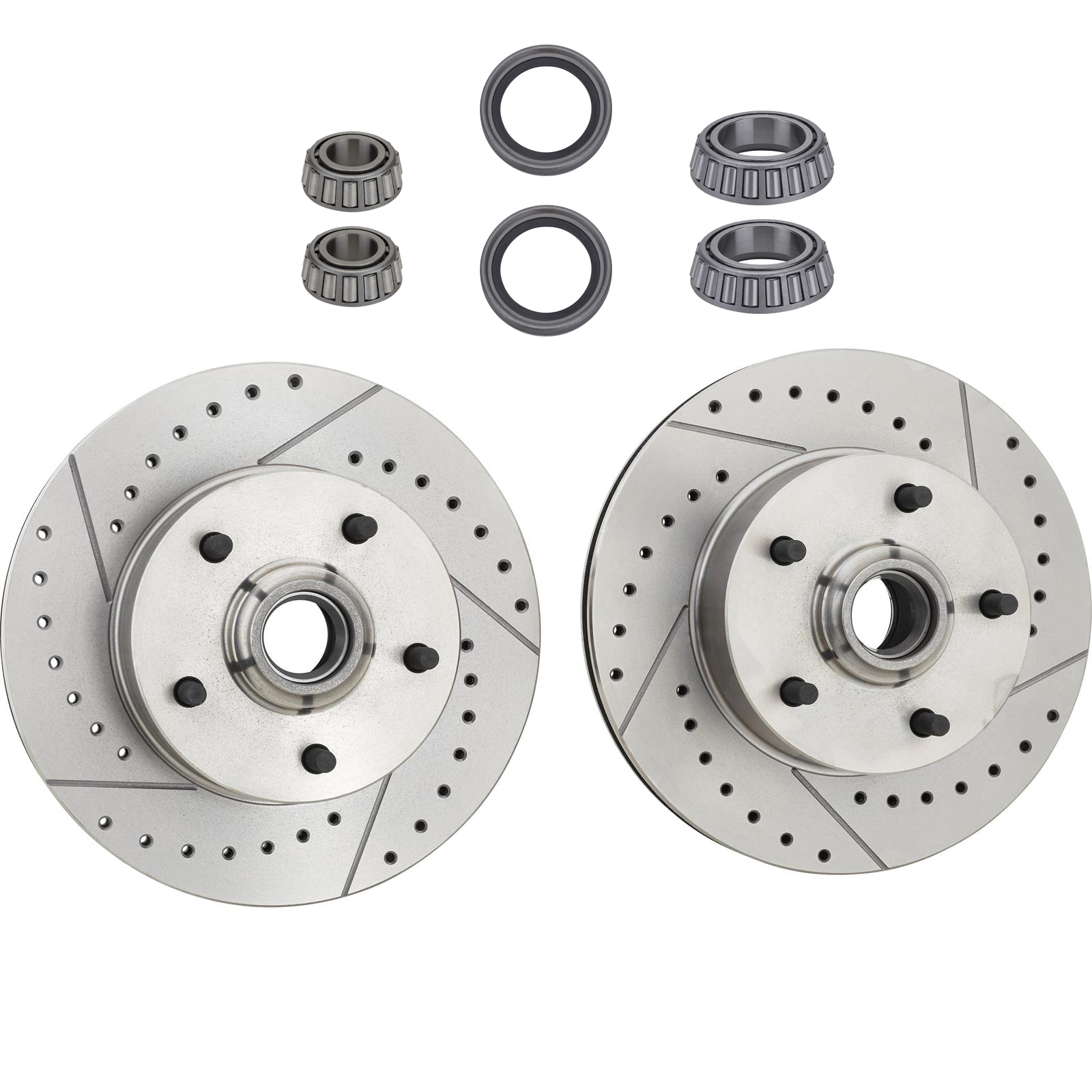 1969-72 GM Drilled & Slotted Brake Rotors w/Bearings & Seals