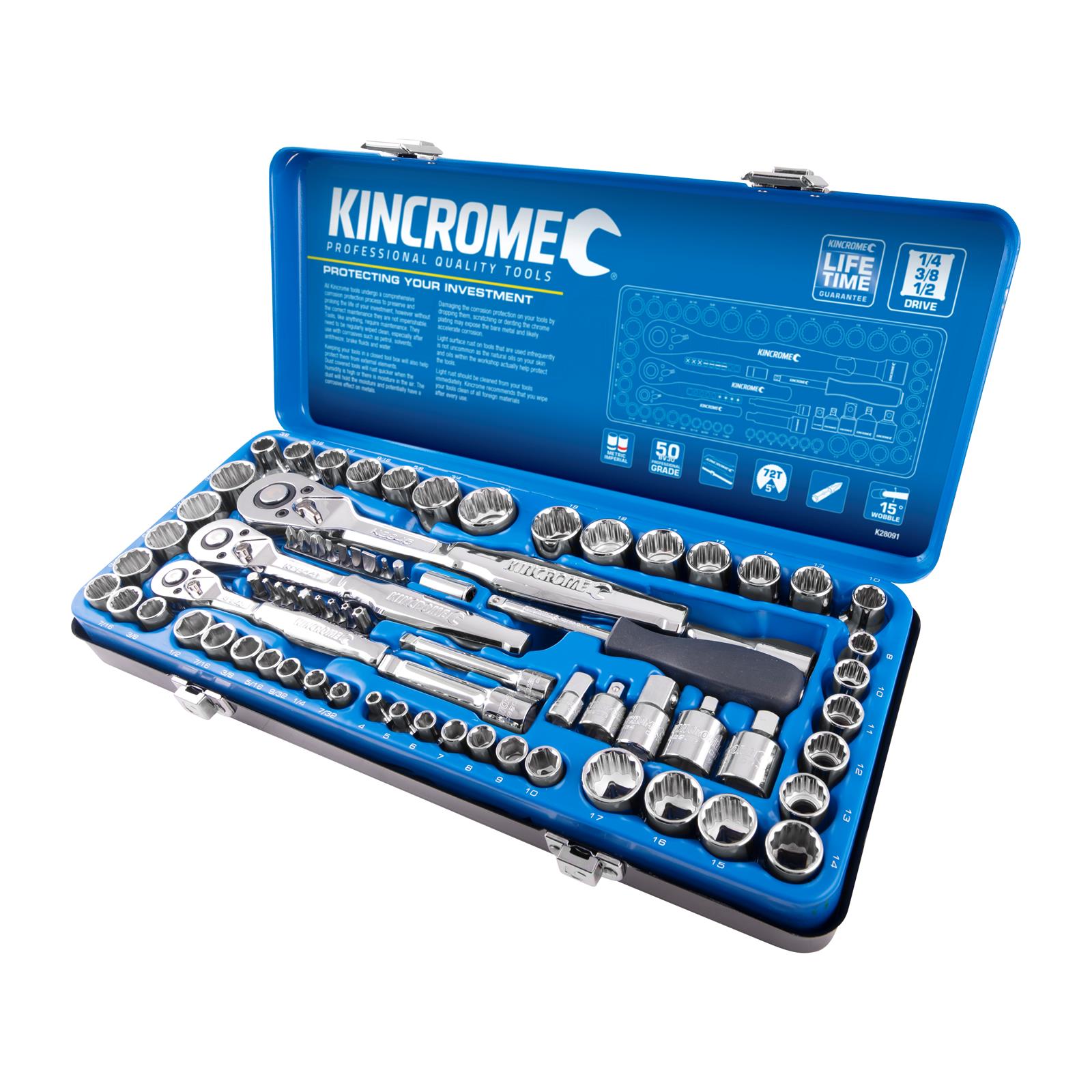Kincrome K28091 Socket Sets, 75 Piece