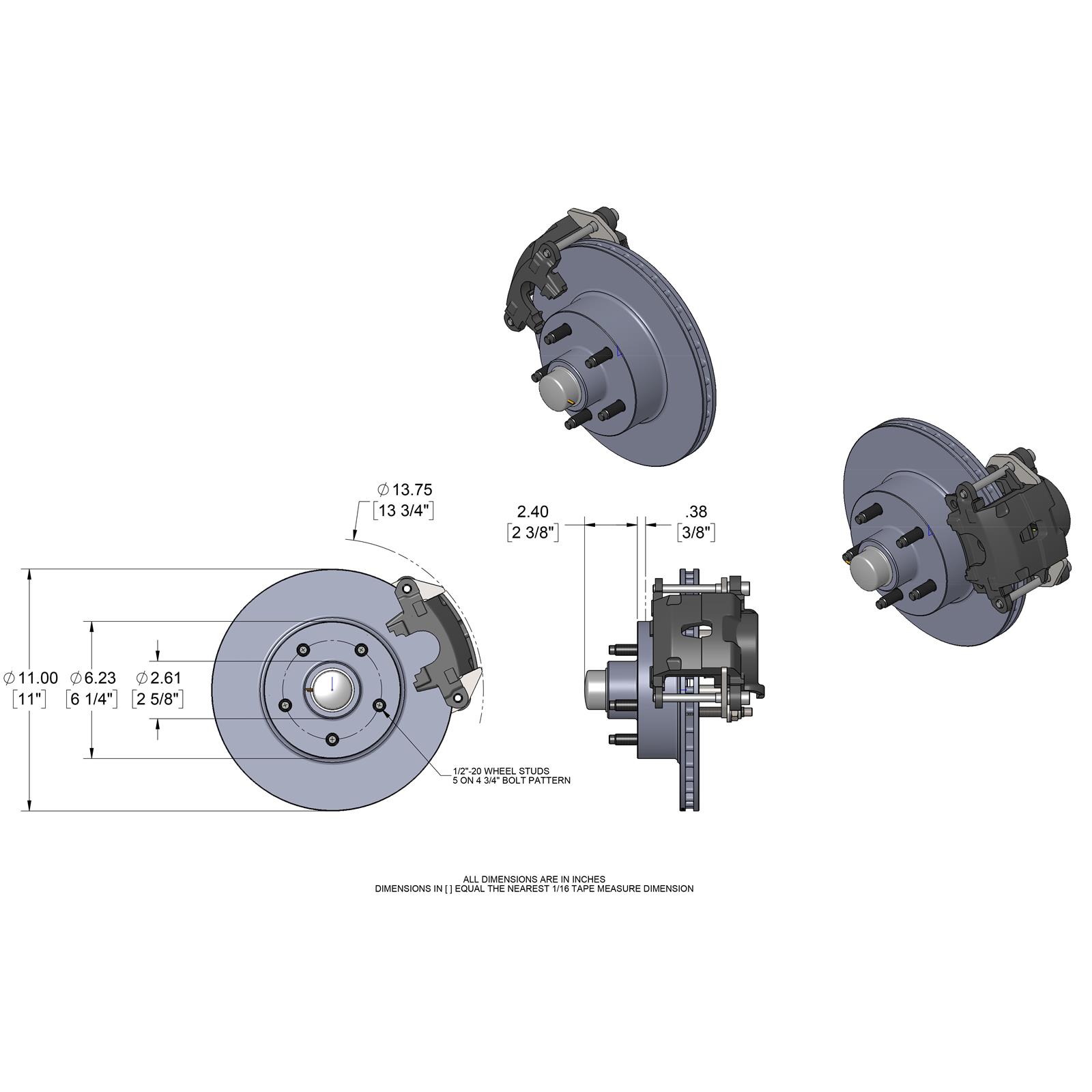 11 Inch Disc Brake Conversion Kit, 1949-53 Ford and Mercury Cars