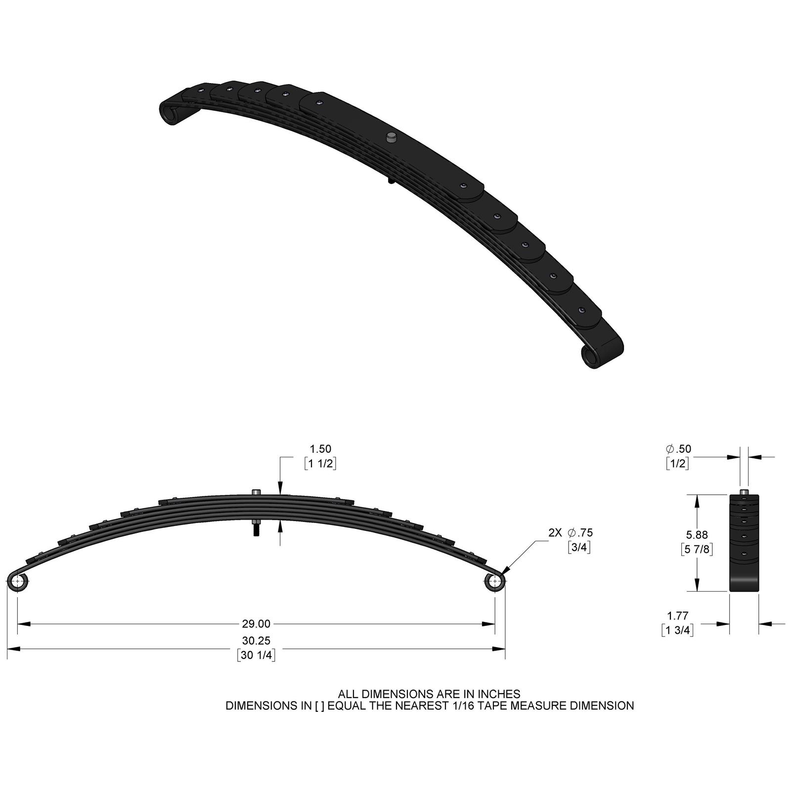 Super Glide® Front Spring, 48 Inch Axle, Standard Eye, Plain