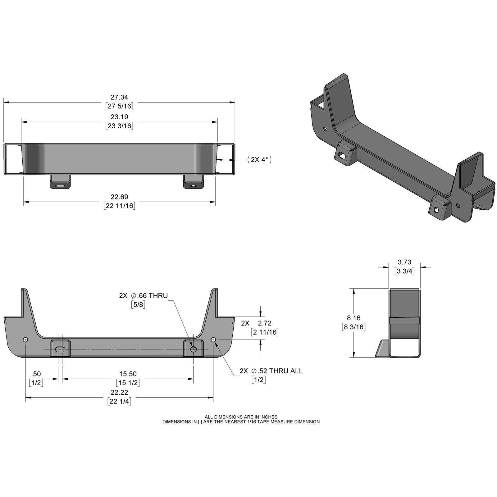 Speedway Mustang II Crossmember for 1947-54 Chevy Pickup Frame, Kit