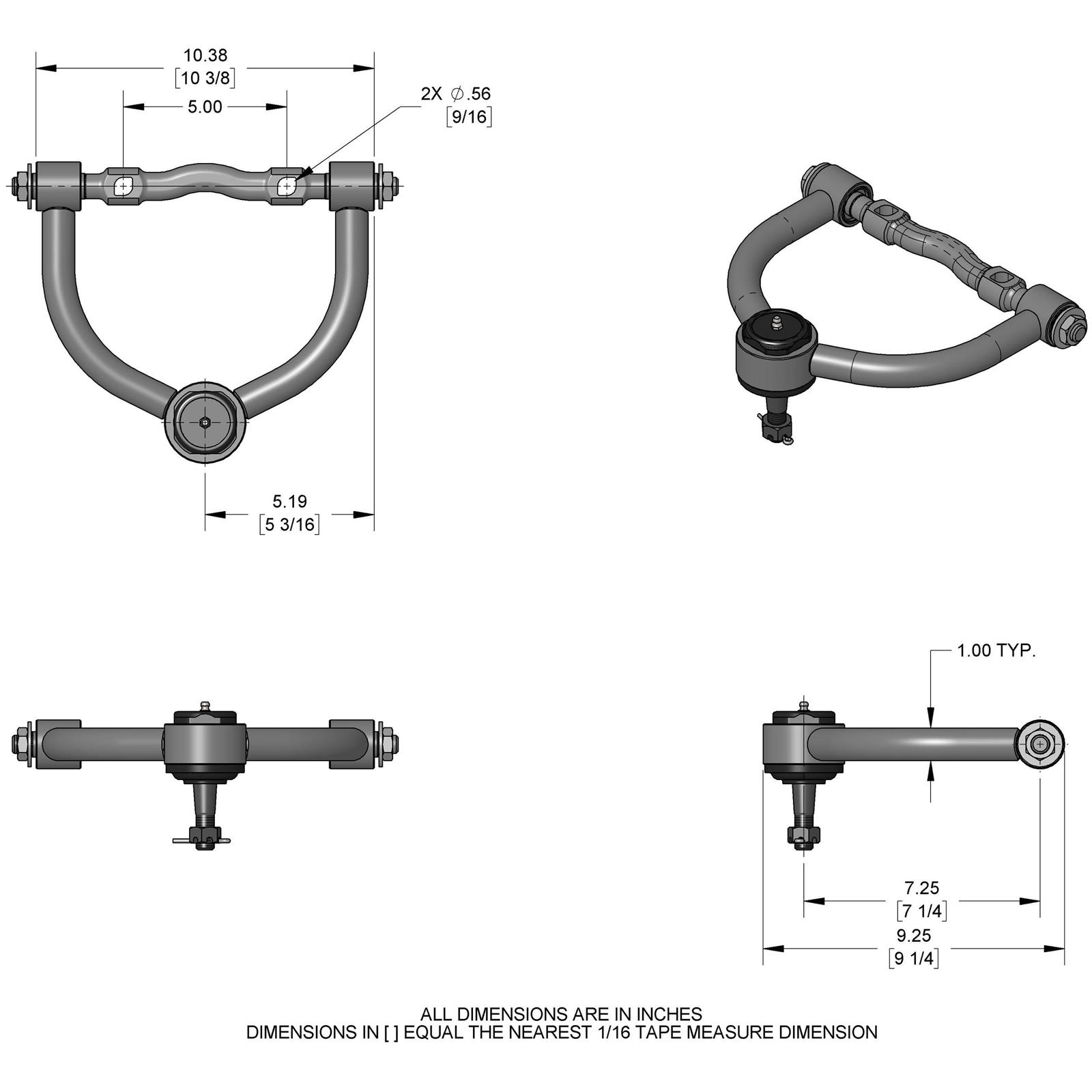 Speedway Mustang II Tubular Upper Control Arms, 5/8 Inch Narrower