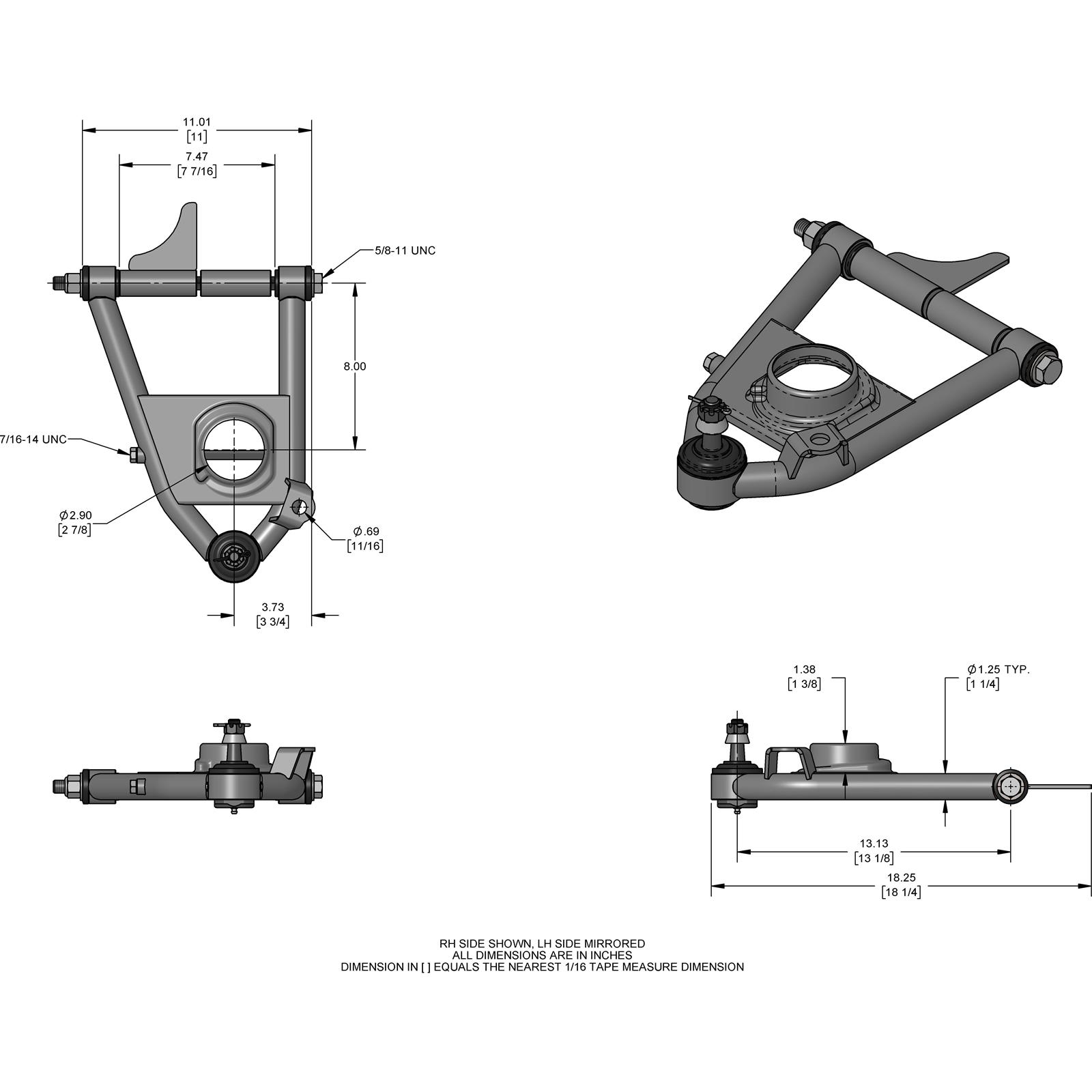 Speedway Mustang II Offset Tubular Control Arms, Stock Spring No Strut