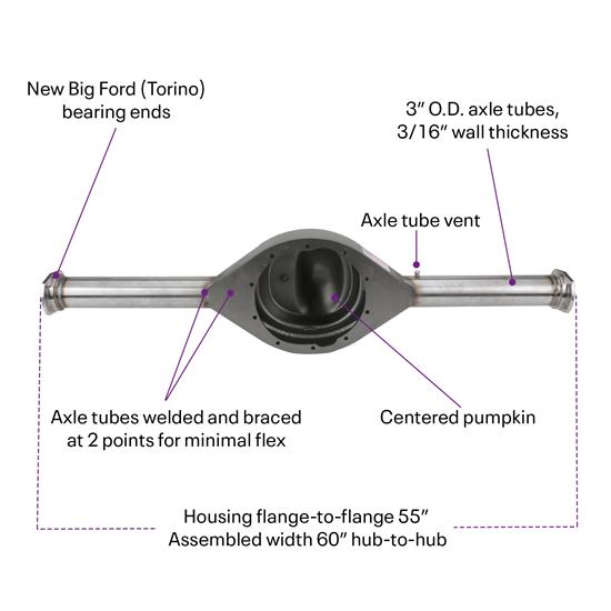 Speedway Fabricated Ford 9 Inch Rearend Axle Housing Kit, 60 In. Width