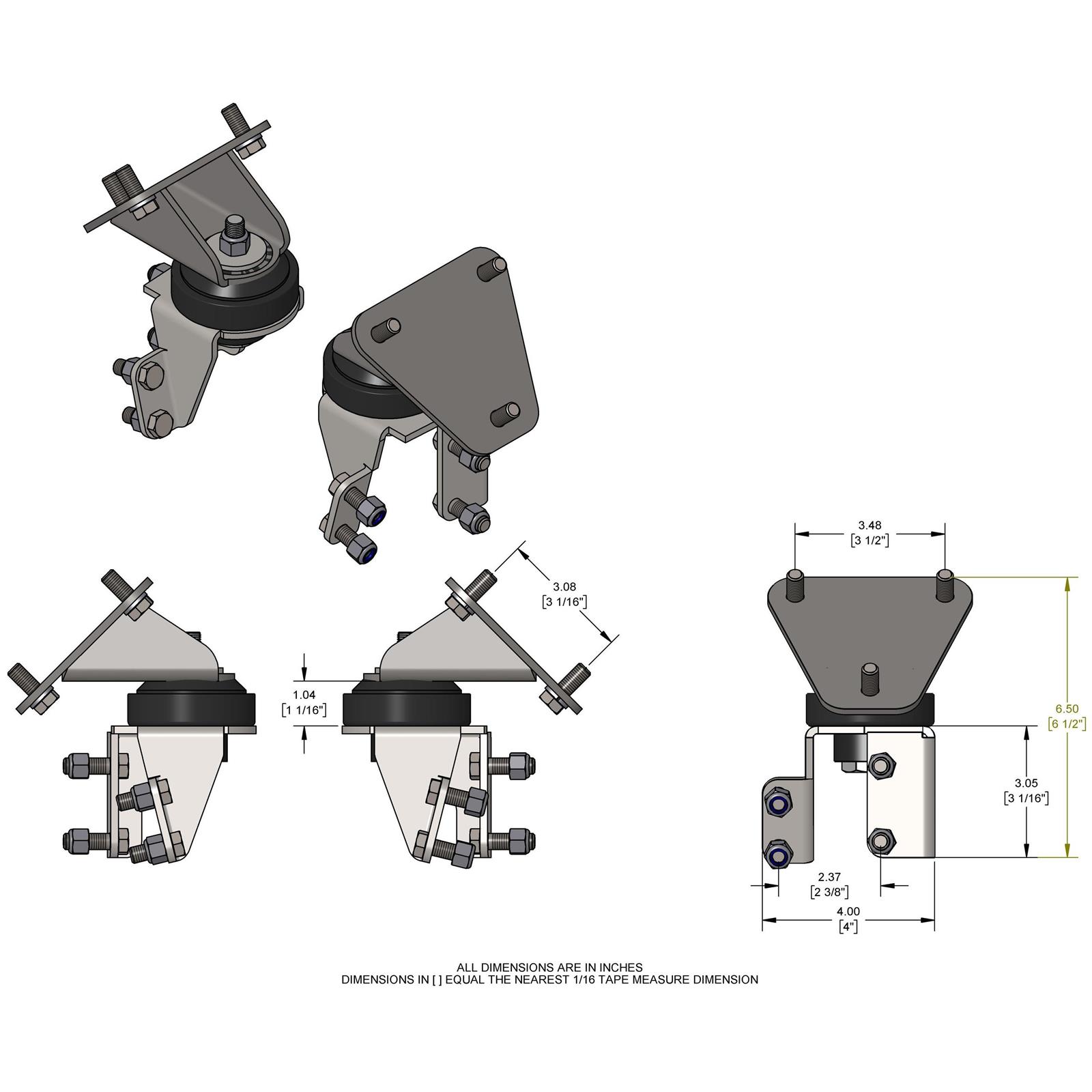 1947-54 Chevy Pickup Motor Mounts for Bolt-In IFS