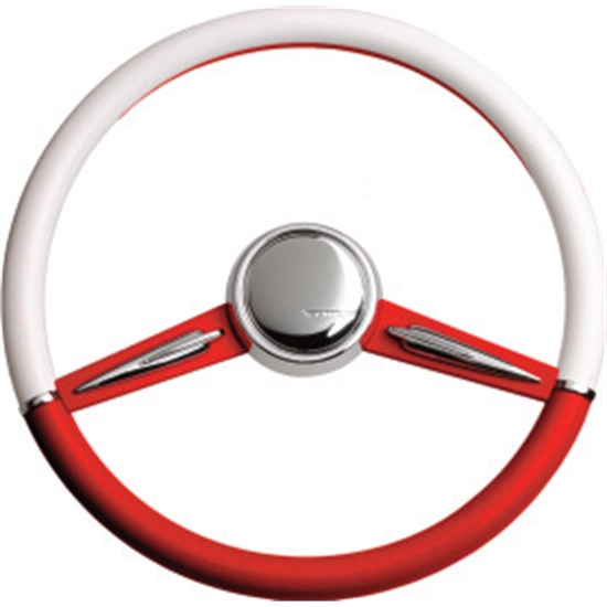 CON2R SW2SPOKE-RED Two-Tone Twin Spoke Steering Wheel, Red and White