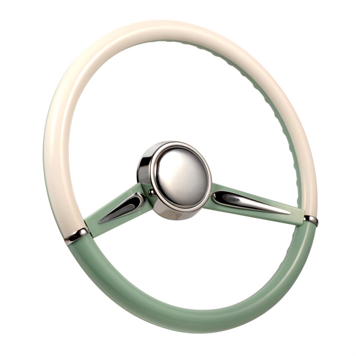 CON2R SW2SPOKE-GREEN Two-Tone Twin Spoke Steering Wheel, Green & White