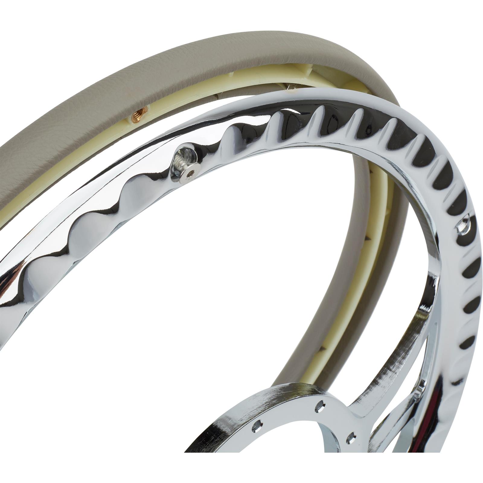 Grey Leather Steering Wheel Wrap