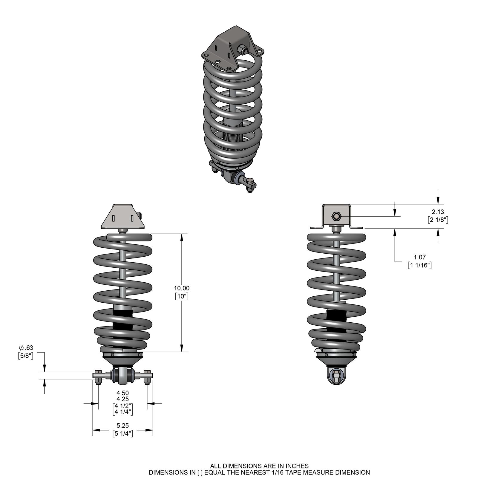 Bolt-On Three-Way Adjustable Front Coilover Kit for 64-66 Mustang