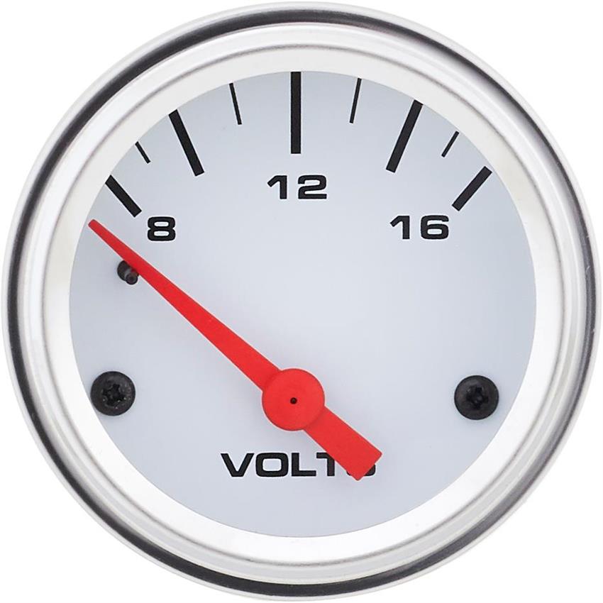 Speedway Electric Voltmeter Gauge, 2-1/16 Inch, White