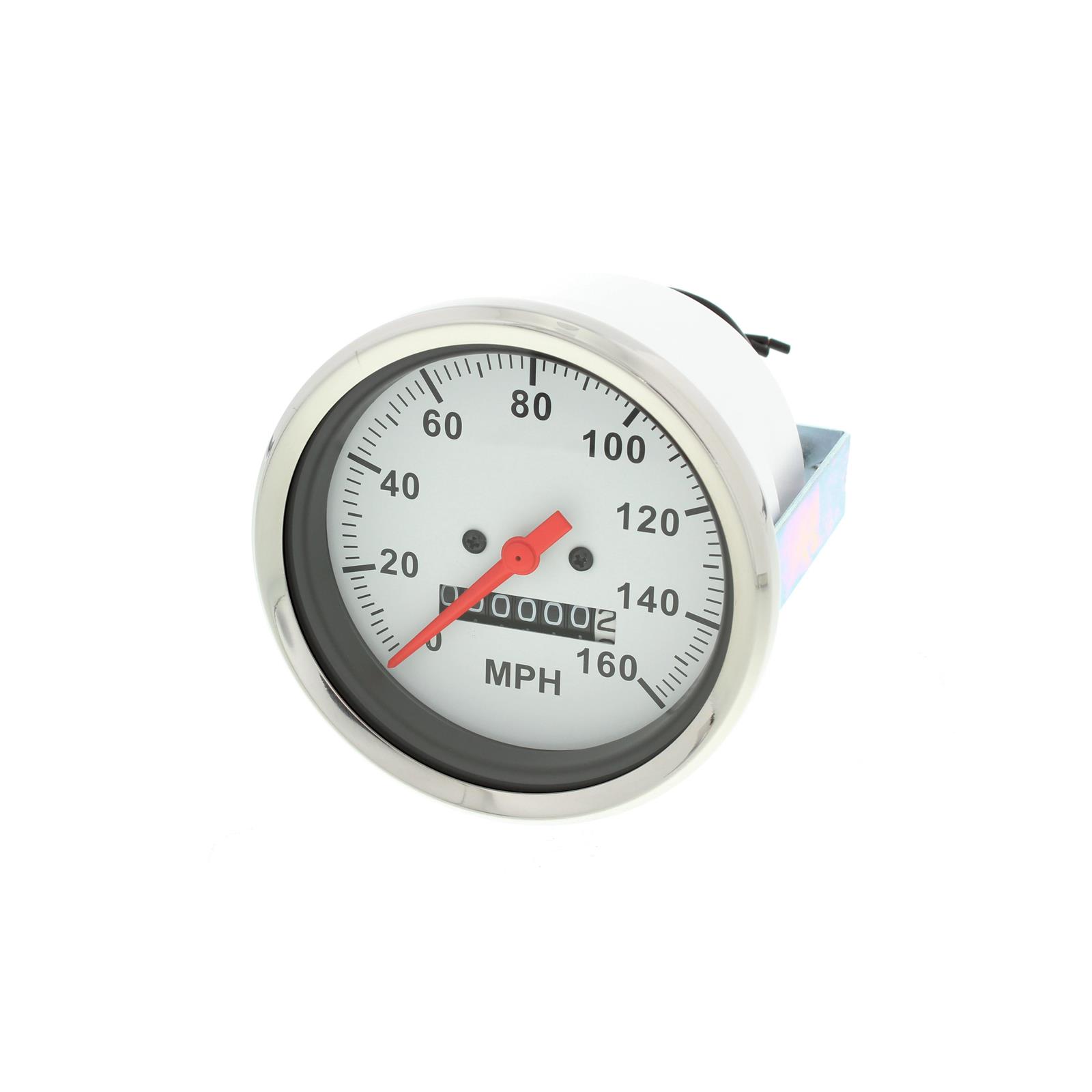 Speedway Speedometer Gauge, White Face, 3-3/8, Mechanical