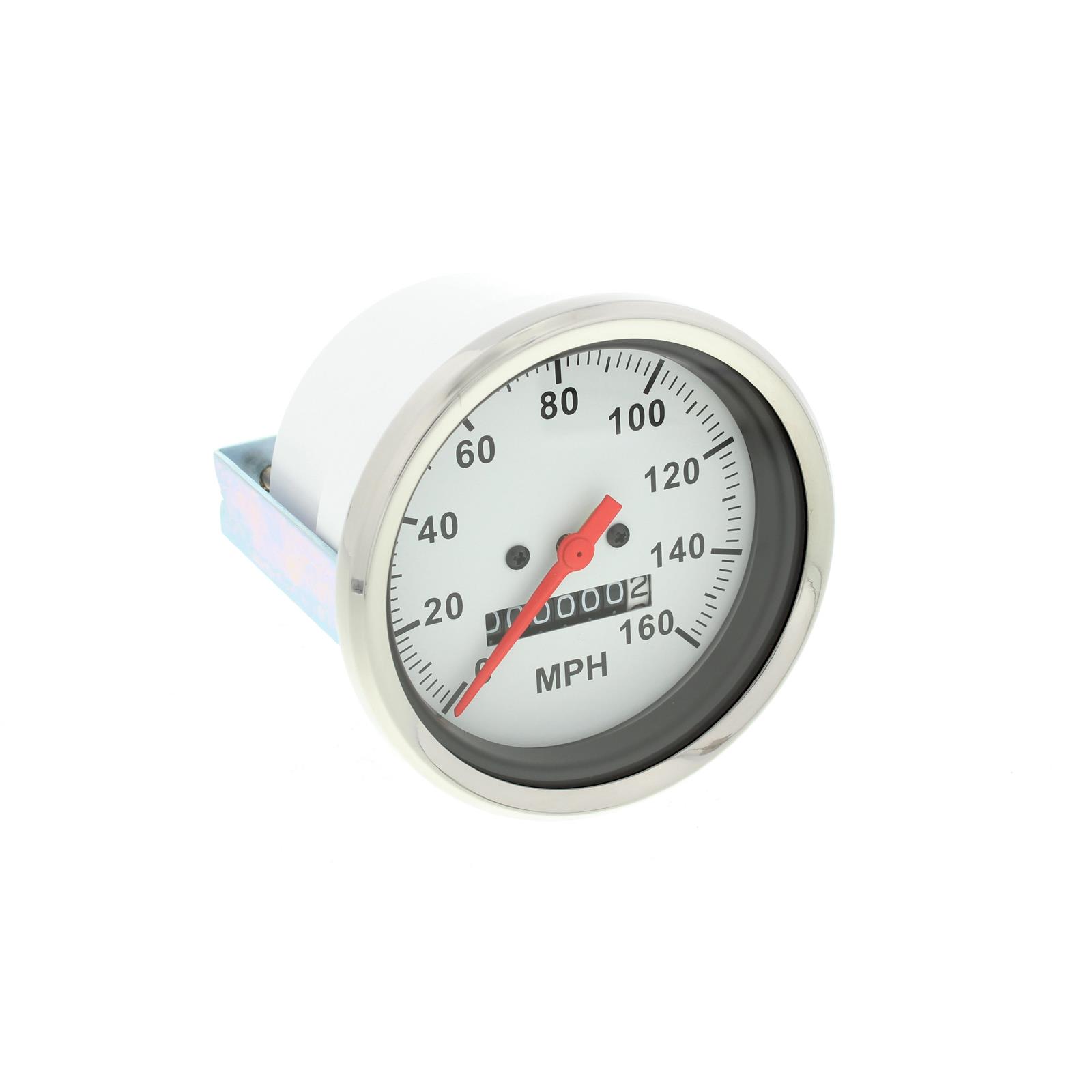 Speedway Speedometer Gauge, White Face, 3-3/8, Mechanical