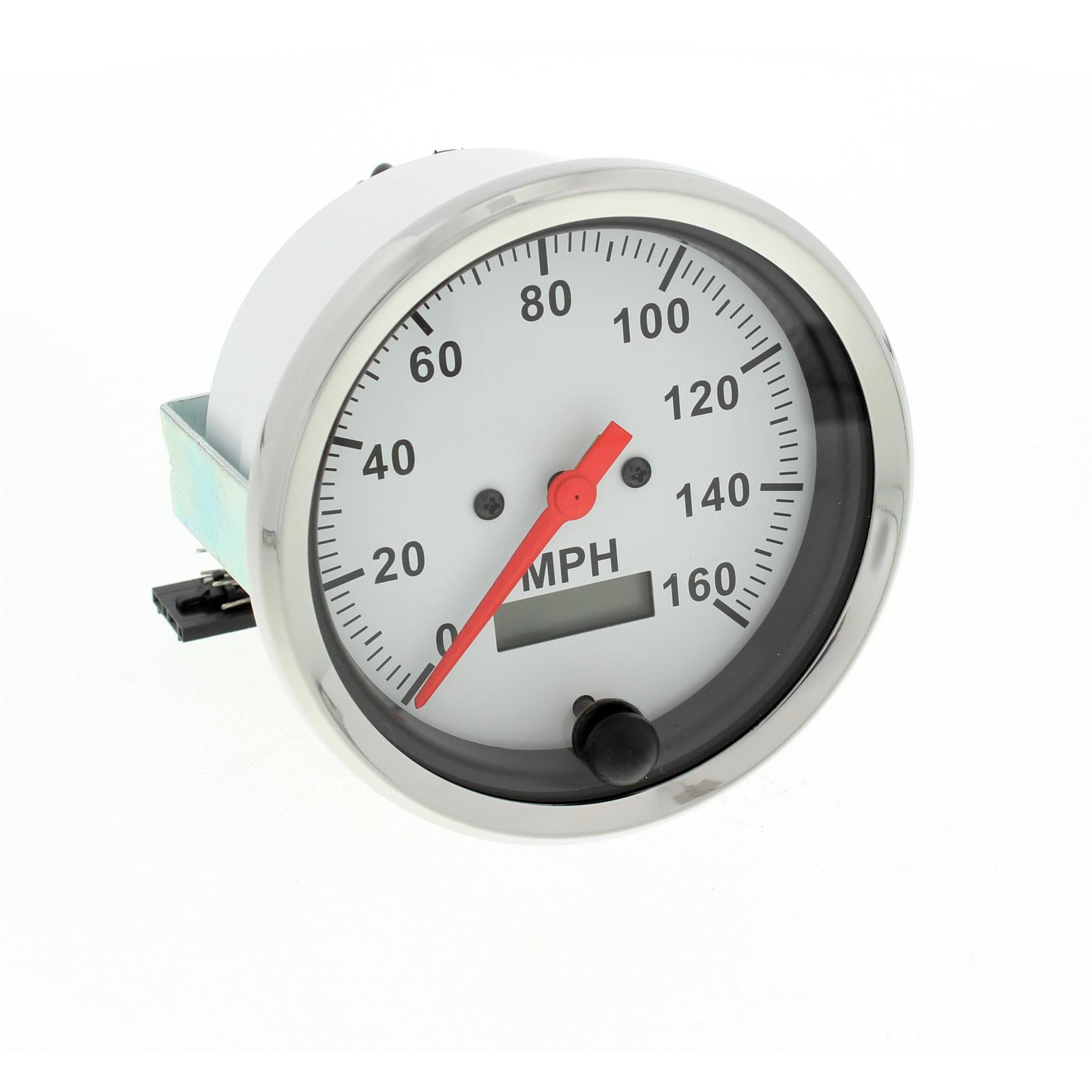 Speedway Speedometer Gauge, White Face, 3-3/8, Electric