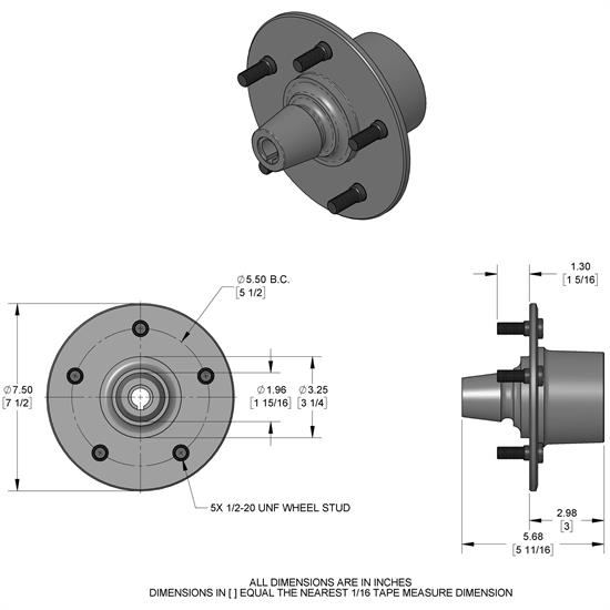 Speedway 1940-Design Early Ford Banjo Rear Axle Wheel Hub, 5 on 5.5 BP