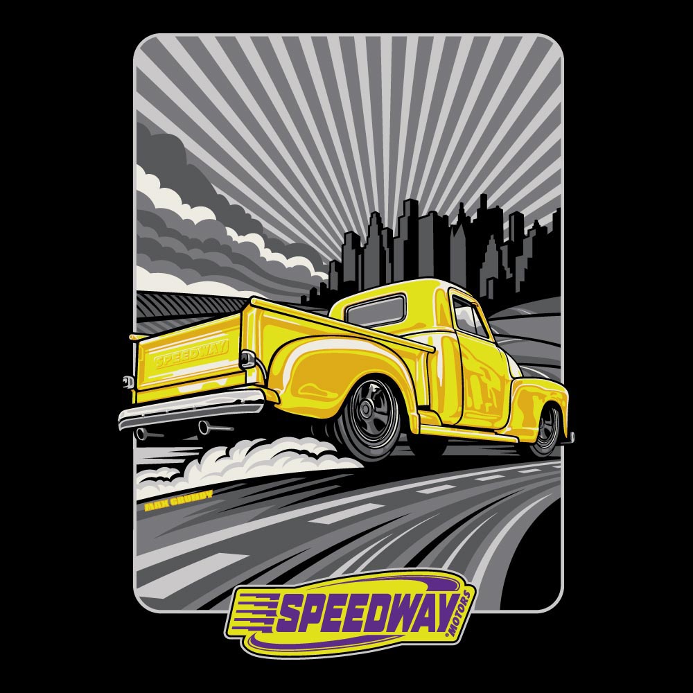 Speedway Guest Artist Max Grundy 1952 Chevy 65th Anniversary T-Shirt