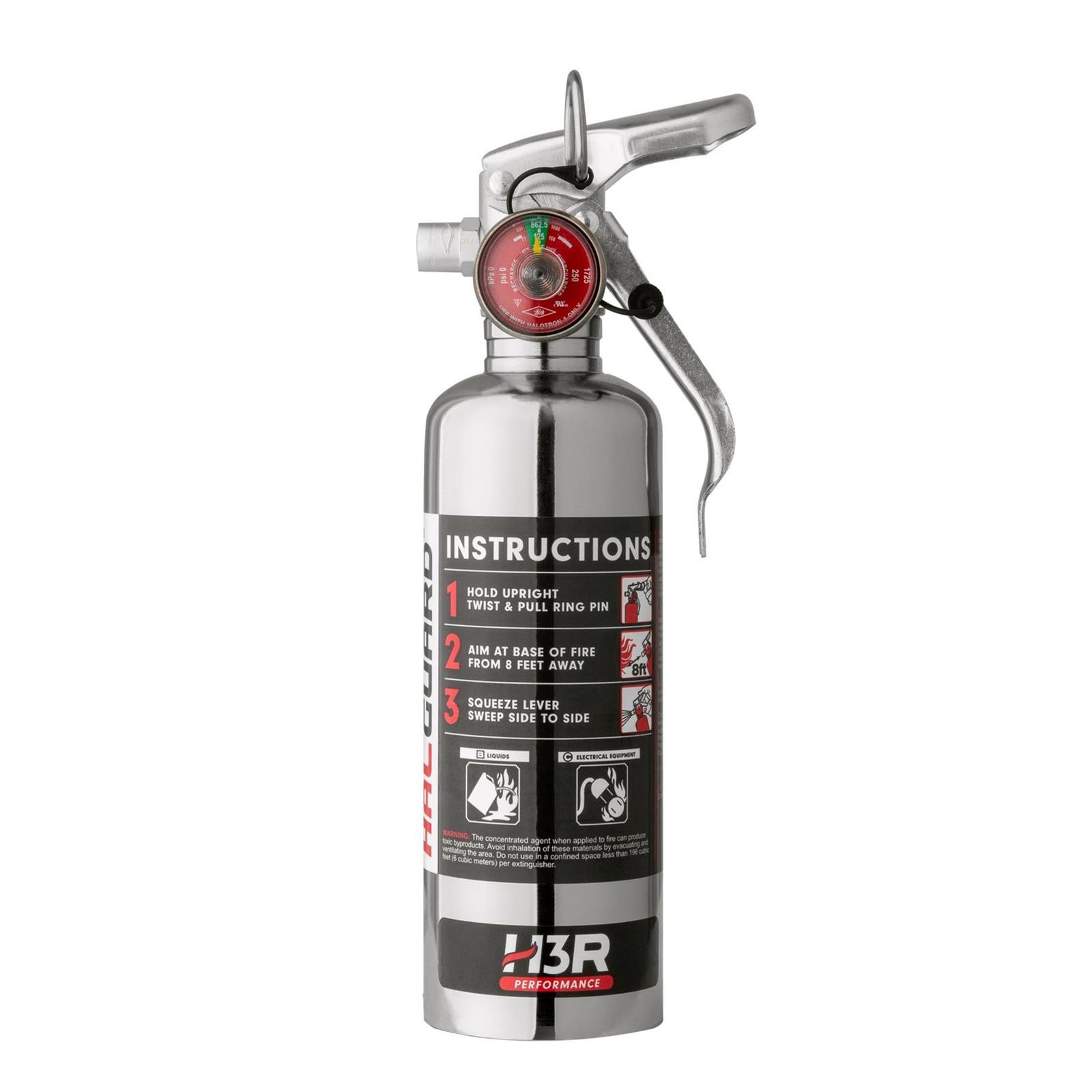 H3R Performance HG100C HalGuard 1.4 Lb. Fire Extinguisher, Chrome