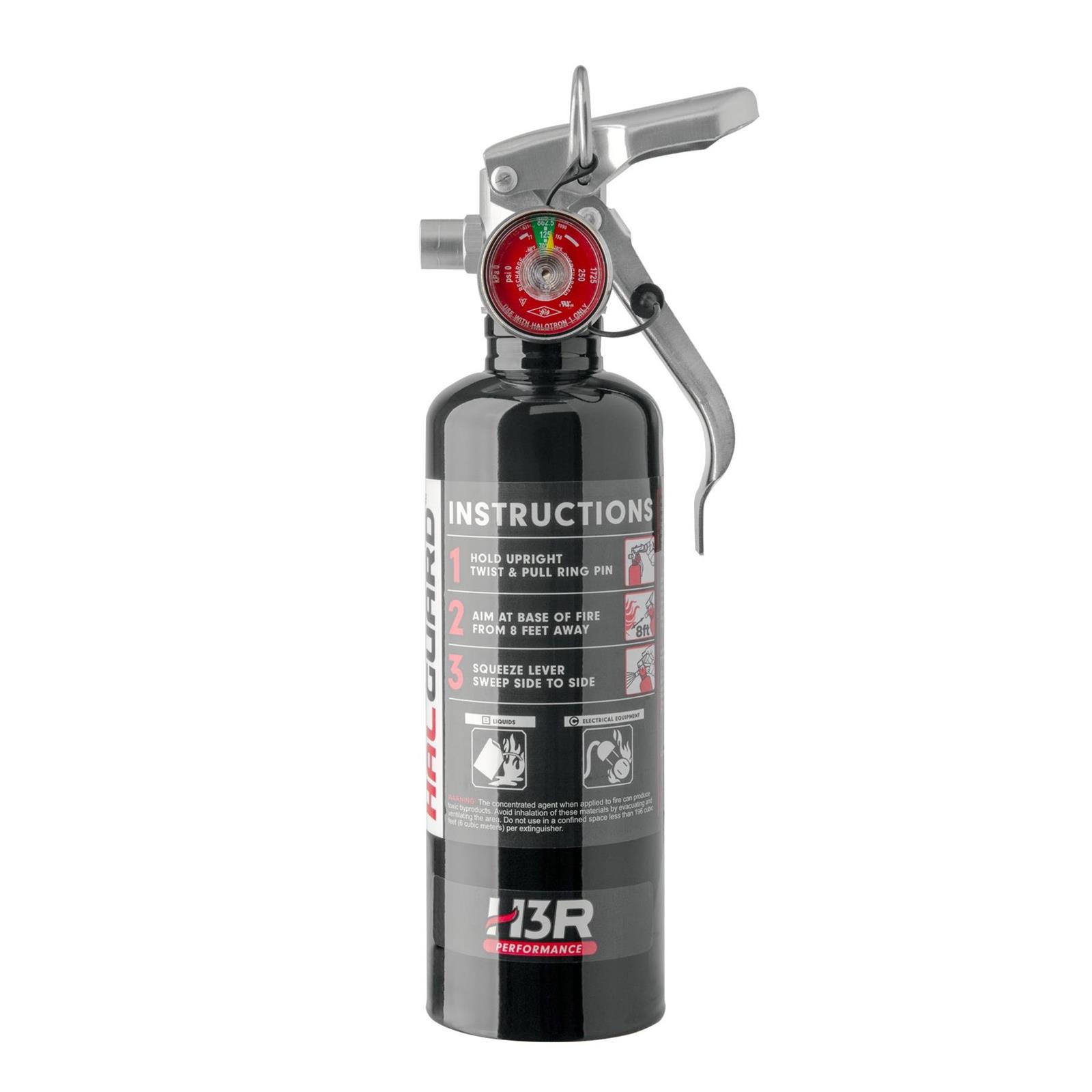 H3R Performance HG100B HalGuard 1.4 Lb. Fire Extinguisher, Black