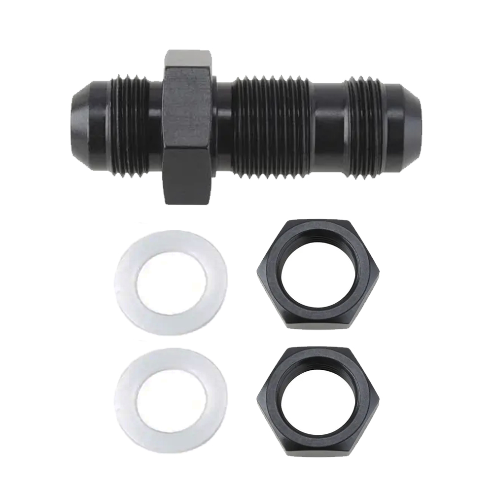 Speedway Straight Bulkhead Fitting Kit, -8 AN, Black