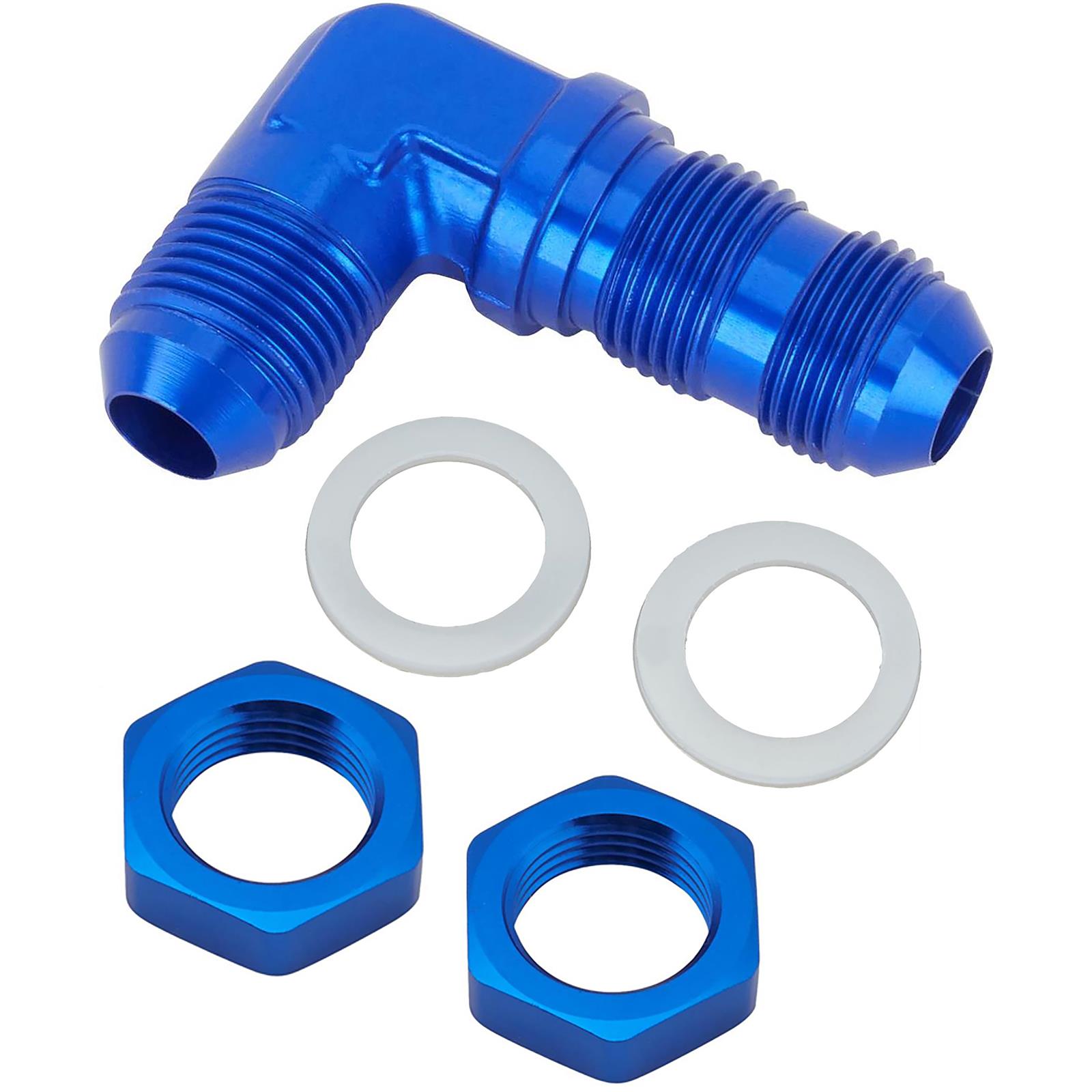 Speedway 90 Degree Bulkhead Fitting Kit, -8 AN, Blue