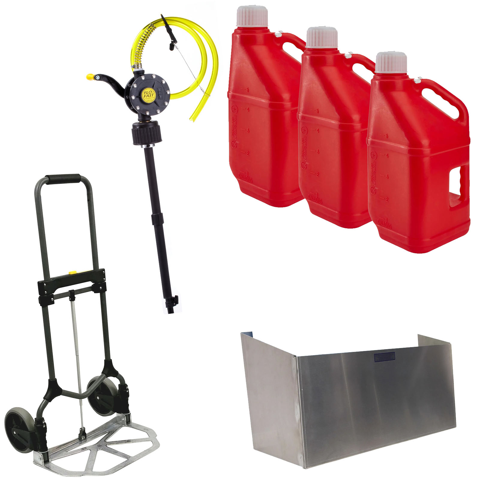 Flo-Fast 5 Gallon Pump System with Jugs, Cart, Rack, and Drum Kit