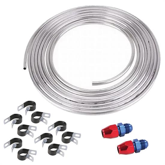 3/8 Inch Aluminum Fuel Line Kit, -6 AN Male Adapters