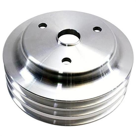 SBC Aluminum Pulley Set, 2-Groove Upper/3-Groove Lower, Long Pump