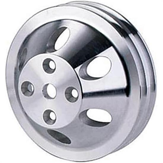SBC Aluminum Pulley Set, 2-Groove Upper/3-Groove Lower, Long Pump