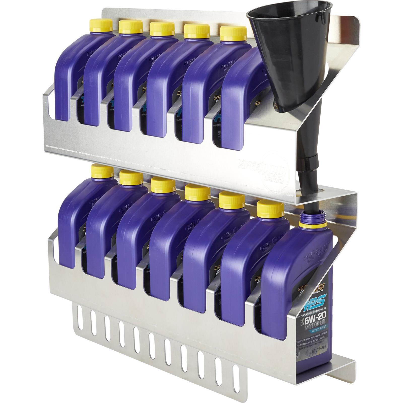 Oil Storage Shelf, Aluminum, For Garage/Trailer, 6 or 12 Quart