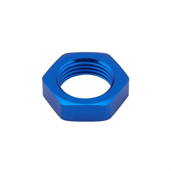 Straight Aluminum Bulkhead Flare Fitting and Jam Nut, Blue, -8AN
