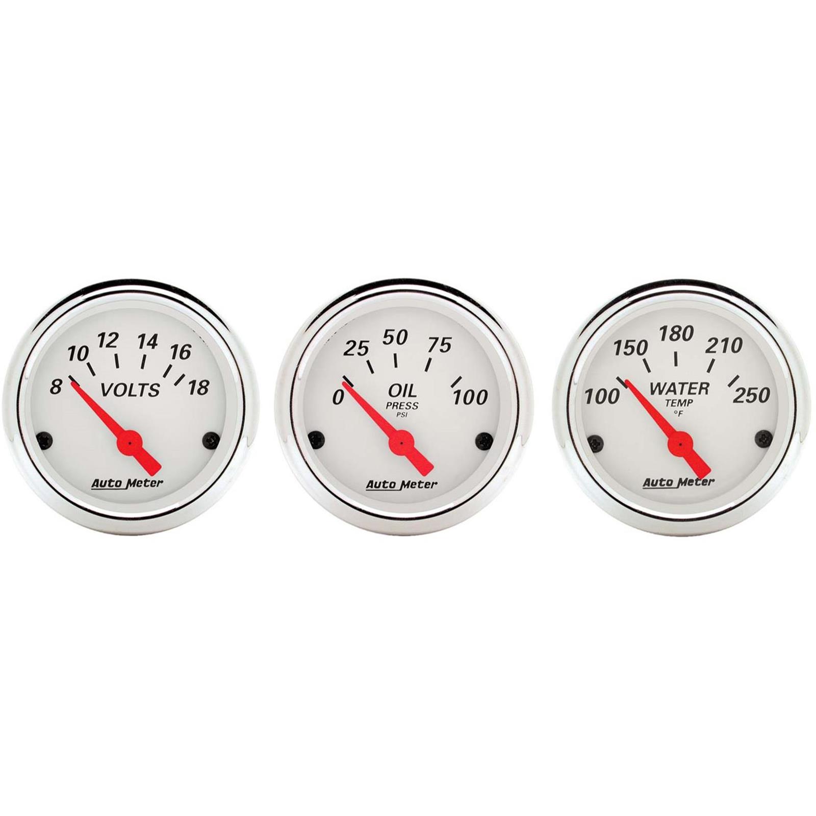 AutoMeter Artic White Air-Core 2-1/16 Inch 3-Gauge Set